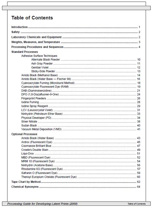 Processing Guide for Developing Latent Prints