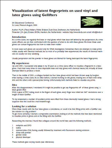 Visualization of latent fingerprints on used vinyl and latex gloves ...